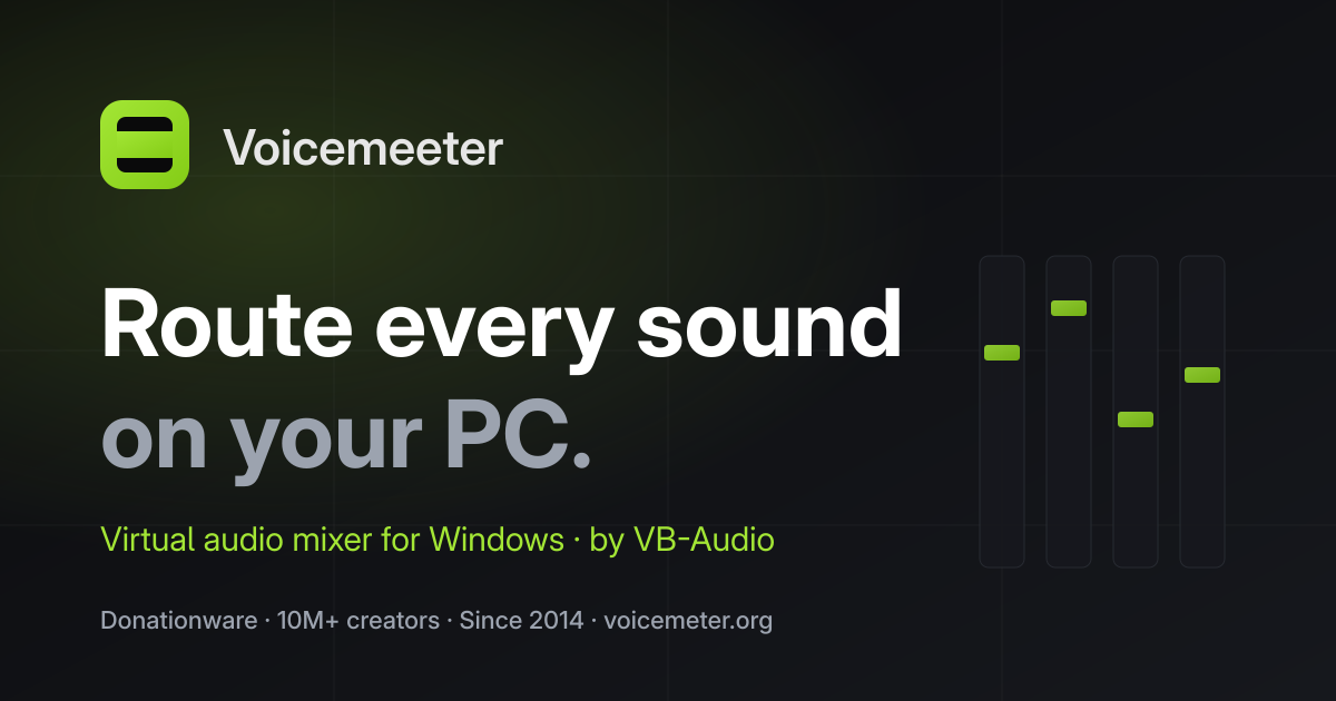 Voicemeeter — Virtual Audio Mixer for Windows | Route, Mix & Stream